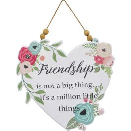 Friendship Love Heart Shaped Hanging Tin Sign